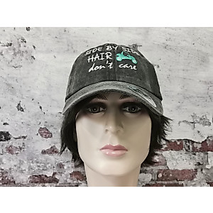 Hepandy Embroidered Side by Side Hair Don't Care Trucker Hat, Embroidery Mesh Baseball Cap for Kids Women Men, Adjustable Dad Hat