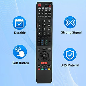 Replaced Remote Control Compatible for Sharp LC-60LE755U LC-60LE640U LC-46LE832U LC60LE820 LC-46LE835 LC-40LE830U AQUOS LED LCD HD TV with Netflix 3D Button