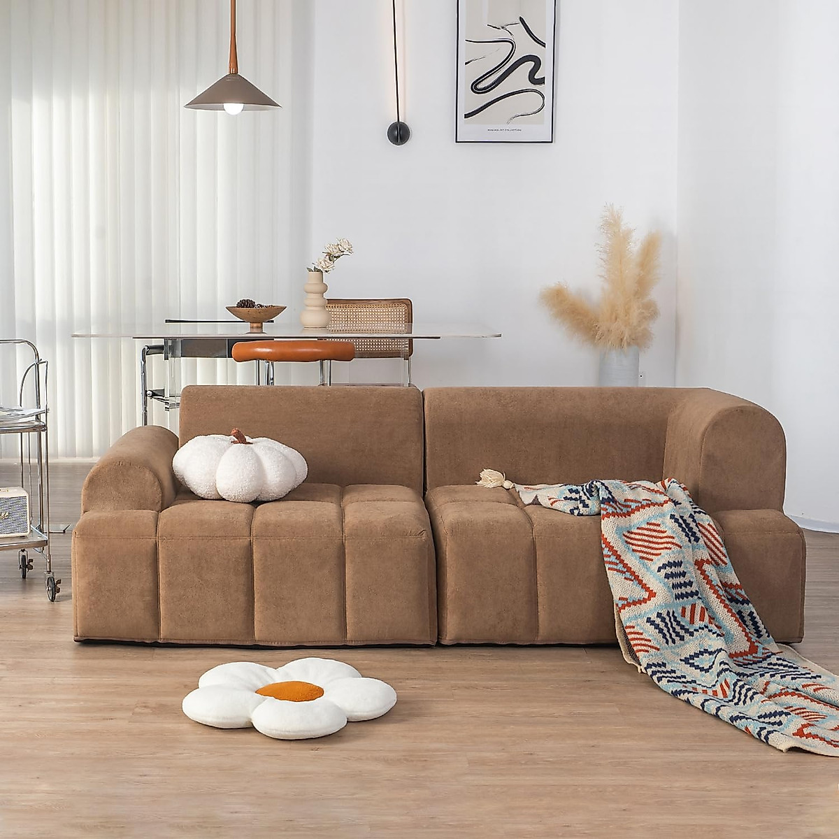 N&V Foam Sofa, Made with All Foam, Great for Livingroon and Bedroom (Brown)