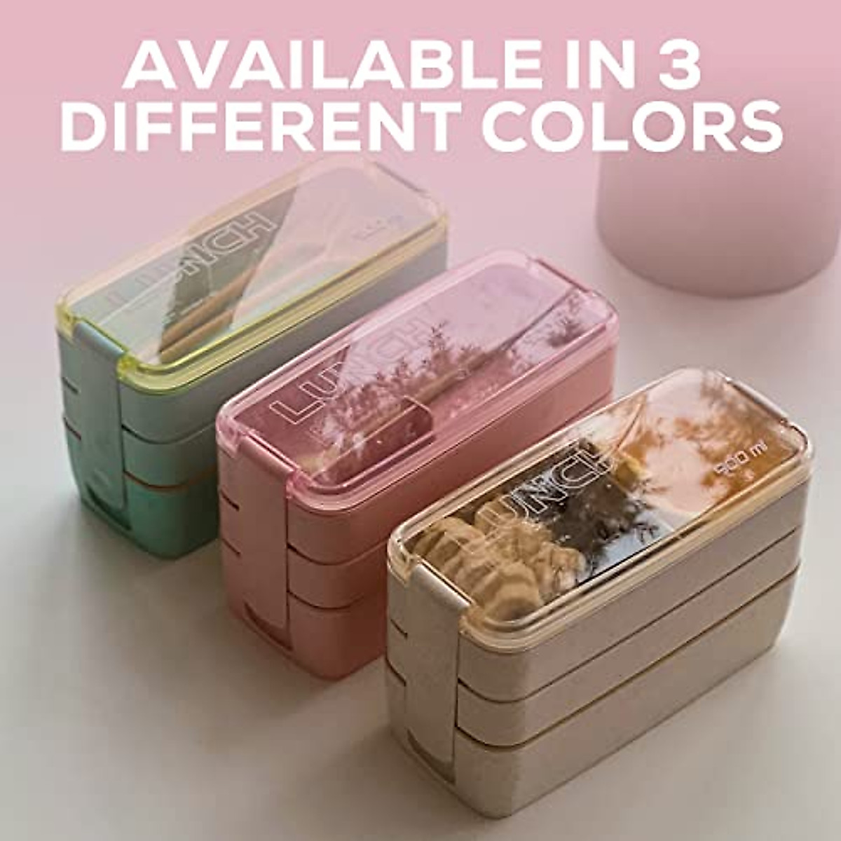 TARLINI | Stackable Bento Lunch Box for Adults - Bentgo-Inspired Design - Microwave & Dishwasher Safe - Aesthetic & Cute Meal Container - Perfect for Work, On-the-Go - Hot Food, Lunchboxes, Meal Prep