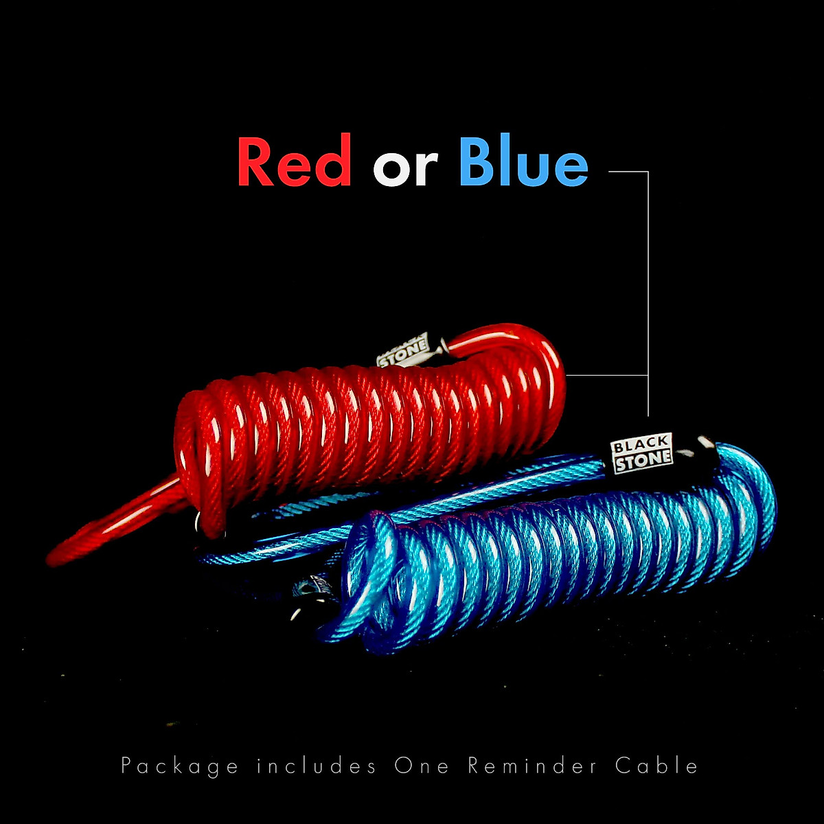 Blackstone Security Reminder Cable for Helmet Lock, Grip Lock, Disc Lock 5 ft (Red)