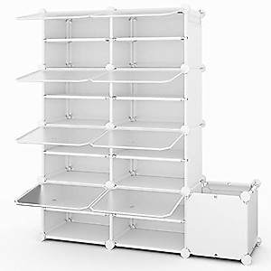 Plzlove Shoe Rack, 8 Tiers Shoe Storage 32 Pairs Shoe Storage Cabinet, Shoe Rack Organizer for Closet, Entryway, Hallway, Bedroom, Shoe Shelf Cabinet with Doors