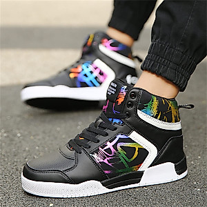 MG ZERVIX Unisex Fashion Sneakers High Top Skate Shoes Stylish Casual Hip Hop Shoes (Black, Adult, Men, Numeric_10, Numeric, us_Footwear_Size_System, Medium)