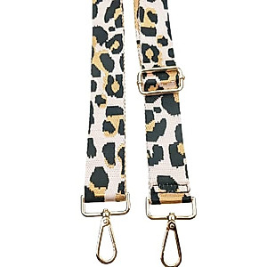 DEEPMEOW Wide Purse Straps Replacement Crossbody, Adjustable Retro Jacquard Guitar Strap, Multi-pattern Shoulder Bag Straps with Gold Hardware for Handbag (B-leopard strap)