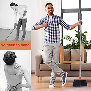 Broom and Dustpan Set 2021 Outdoor Or Indoor Broom Dust Pan 3 Foot Angle Heavy Push Combo Upright Long Handle for Kids Garden Pet Dog Hair Lobby Wood Floor Sweeping Kitchen House