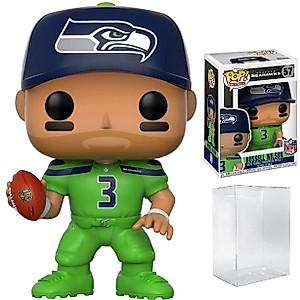 Funko Pop NFL: Seattle Seahawks Russell Wilson (Color Rush) #57 Vinyl Figure (Bundled with Pop Protector)
