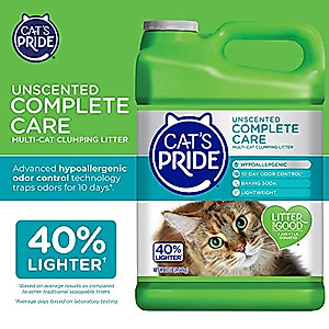 Cat's Pride Premium Lightweight Clumping Litter: Complete Care - Up to 10 Days of Powerful Odor Control - Hypoallergenic - Multi-Cat, Unscented, 10 Pounds