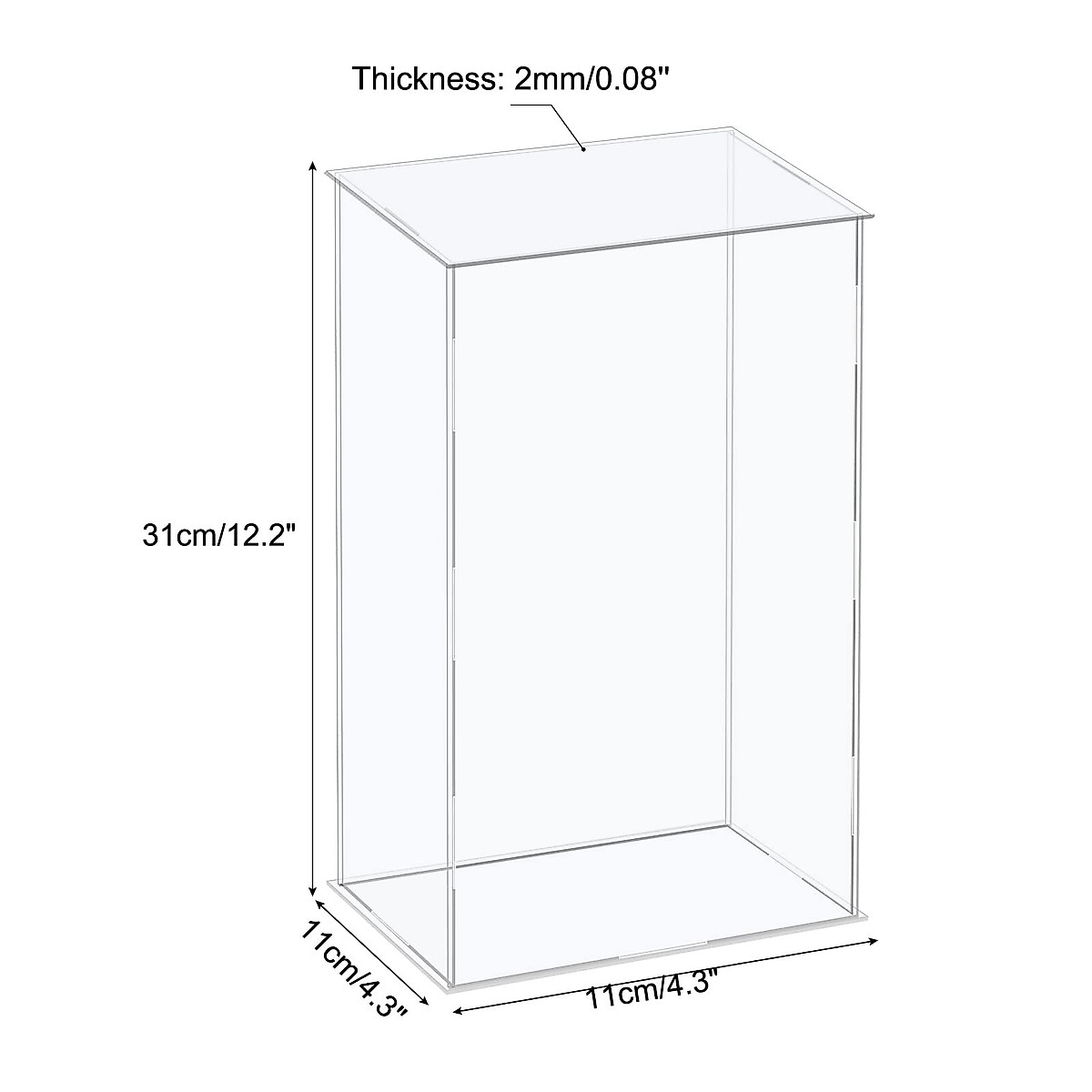MECCANIXITY Acrylic Display Case Plastic Box Cube Storage Box Clear Assemble Showcase 4.3x4.3x12.2 Inch for Collectibles