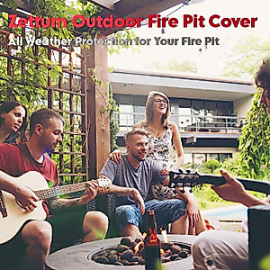 Zettum Fire Pit Cover Round 32 Inch - Outdoor Firepit Cover Heavy Duty & Waterproof, 600D Patio Fire Table Cover Gas Fire Pit Accessories Fade & Weather Resistant - 32 x 32 x 16 Inch