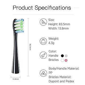 GTHUNDER 8Pcs Replacement ElectricToothbrush Head for Clean Heads, with Independent Hygienic Caps,Vacuum Packaging, for All Clean Models Clean x pro Elite & X & X Pro & Flow & F1 & Air 2 (Black)