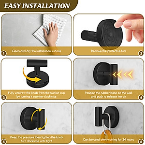 MOTAIPEAK Suction Cup Hooks for Shower,Heavy Duty Shower Hooks for Inside Shower,No Drill Wall Mounted Towel Hooks for Bathrooms Wall,Kitchen,Glass,Mirror,Tile to Hang Towels,Robes,Coat-Black(2 Pack)