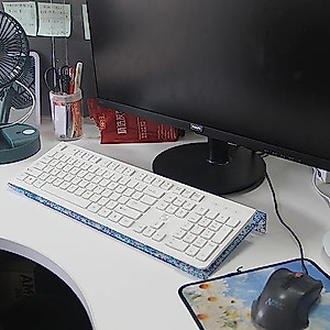 Cityjoy Computer Keyboard Stand Titled PC Gaming Keyboard Stand Riser with Silicone Anti-Slip Case, Acrylic Keyboard Tray Holder for Ergonomic Typing Working at Home and Office (LJ013A Blue)