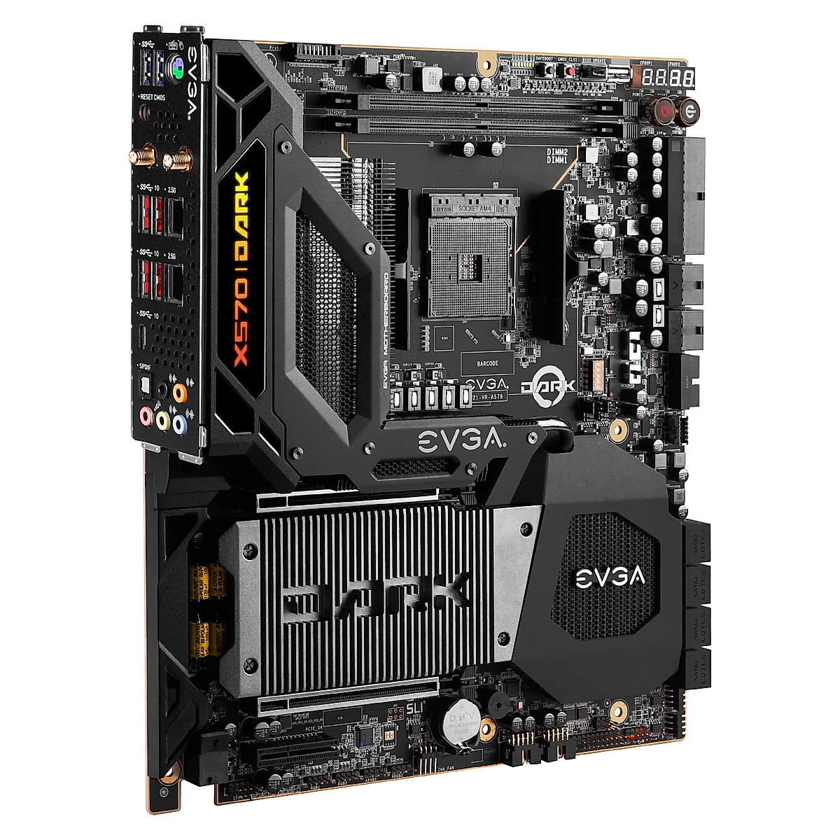 EVGA X570 Dark, 121-VR-A579-KR, AM4, AMD X570, PCIe Gen4, SATA 6Gb/s, 2.5Gb/s LAN, Wi-Fi 6/BT5.2, USB 3.2 Gen2x2, M.2, U.2, EATX, AMD Motherboard