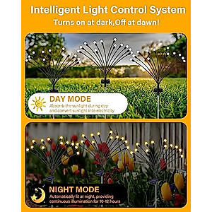 Solar Garden Lights [4 Pack 12 LED] New Upgraded Firefly Lights Solar Outdoor Waterproof Solar Powered Swaying Firefly Garden Lights for Landscape Pathway Patio Yard Walkway Decoration, Warm White