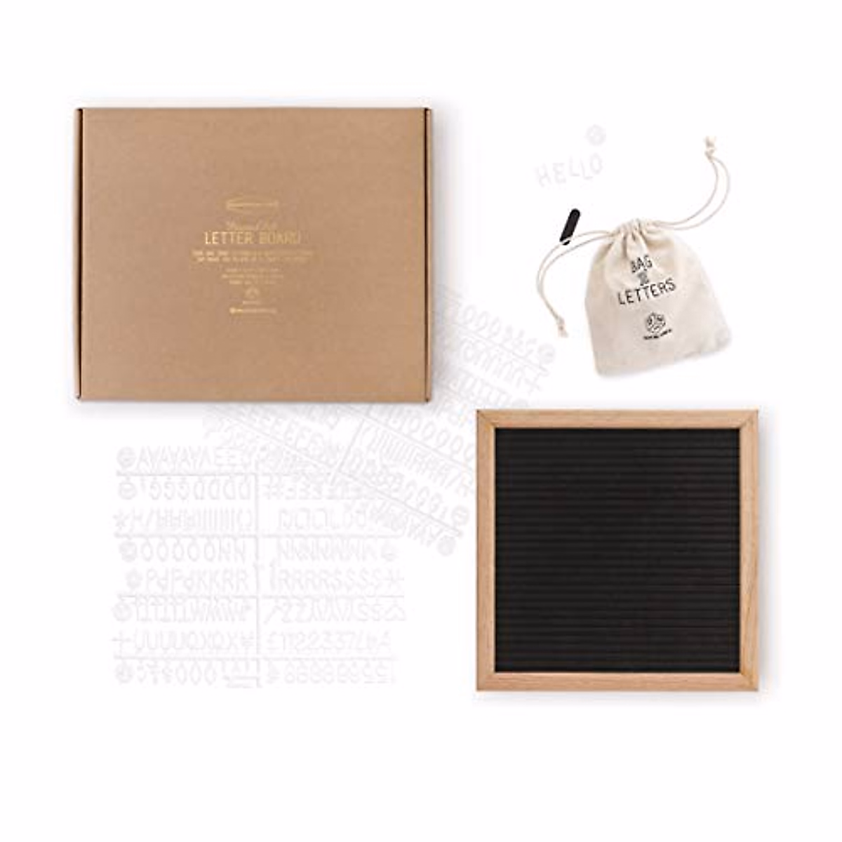 DesignWorks Ink Felt Letterboard with Stand - 10 x 10 in Changeable Letter Board with White Letters and Black Felt for Announcements, Milestones, First Day of School, Office, and Classroom