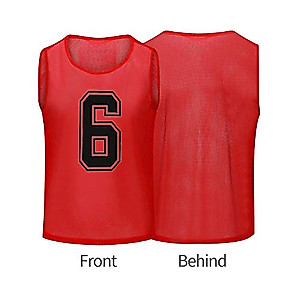 Antoyo Basketball Jersey，Pinnies Adult，Scrimmage Vests for Kids Soccer Training Equipment Red-M