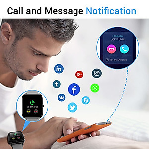 EBAKIN Smart Watch Fitness Tracker 1.4 inch Full-Touch Screen IP67 Waterproof Blood Pressure Heart Rate Blood Oxygen Multi-Sport Fashion Smartwatch(Gray)