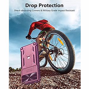 FNTCASE for Google Pixel 6a Case: Military Drop Proof Protection Rugged Protective Pixel 6A 5G Cell Phone Cover with Kickstand & Slide | Shockproof TPU Matte Textured Hybrid Bumper - Pink Purple