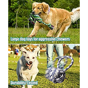Heibizi Dog Toys for Large Dogs Aggressive Chewers, Valued Durable Dog Rope Toys Pack for Medium Large Breed, Interactive Tug of War Toys for Dogs, Dog Gifts
