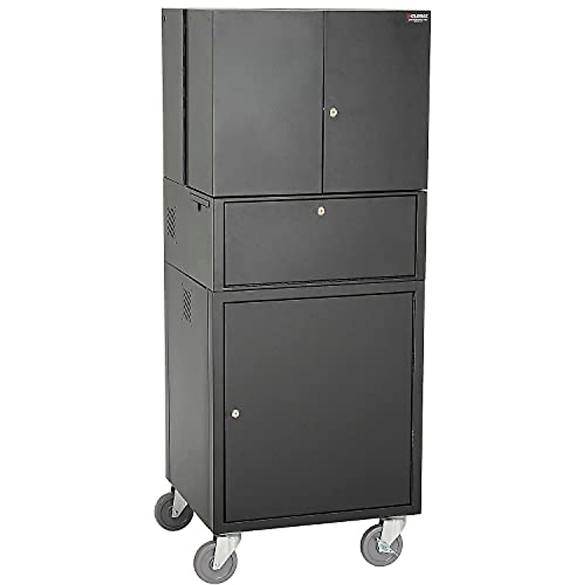 Mobile Fold-Out Computer Security Cabinet, Unassembled, Black, 24-1/2"W x 22-1/2"D x 61-1/2"H