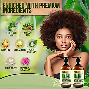 Tea Tree Oil Shampoo and Conditioner Set - Sulfate and Paraben Free Treatment for Oily Hair and to Help Reduce Your Itchy and Dry Scalp - Healthy Anti Dandruff Formula for Men and Women