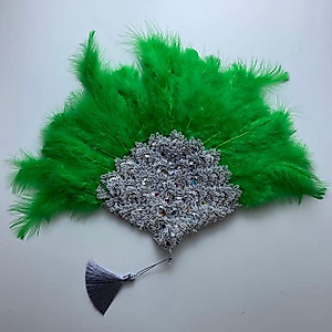 Msbfea Big Size Design African Orange Feather Fan Ladies Wedding Feather Fan for Bride Double Side Feather Nigerian Flower - 35cmx45cm Color 933