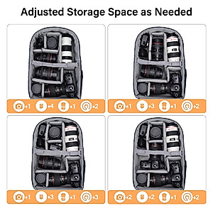 MOSISO Camera Backpack, DSLR/SLR/Mirrorless Photography 3 Layers Tactical Camera Bag Case with Tripod Holder&15-16 inch Laptop Compartment&Elastic Cord Strap Compatible with Canon/Nikon/Sony, Black