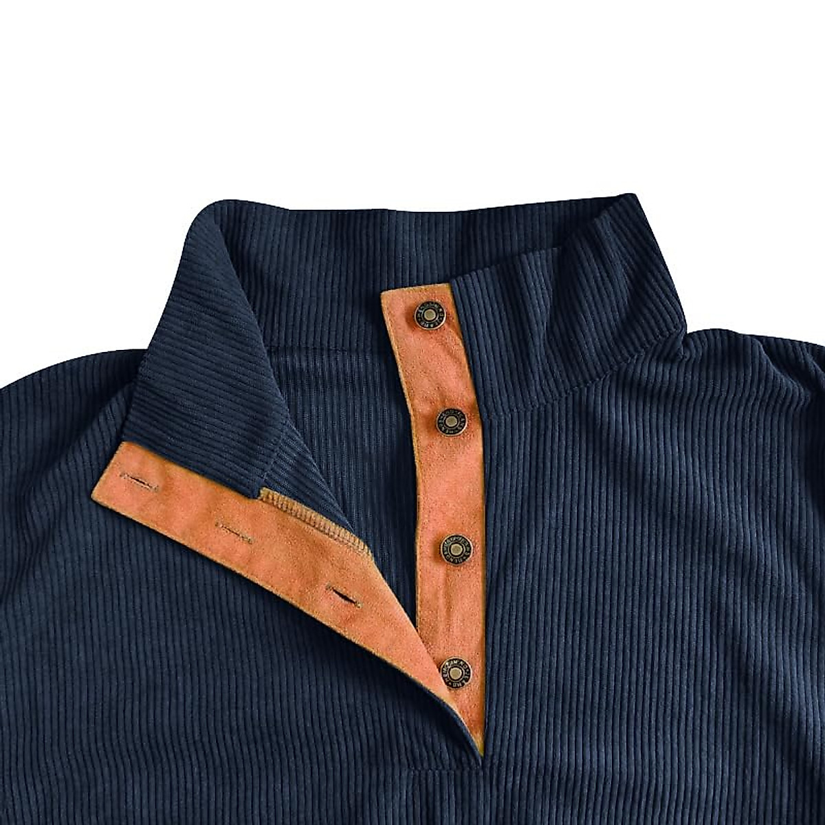 compulsoryking Men's Outdoor Casual Stand Collar Long Sleeve Sweatshirt Vintage Single Breasted Stand Collar Jacket Sweaters (Blue,X-Large)