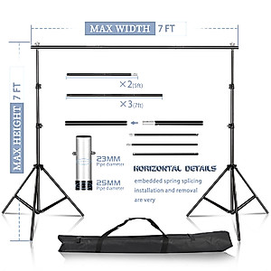 Walk Fly Backdrop Stand, 2x2m Adjustable Photography Muslin Background Support System Stand with Spring Clamps for Photo Video Studio Shooting, Christmas Parties Wedding