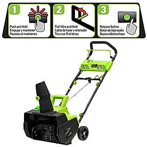 Earthwise SN74018 Cordless Electric 40-Volt 4Ah Brushless Motor, 18-Inch Snow Thrower, 500lbs/Minute, With LED spotlight (Battery and Charger Included)