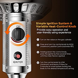 Onnertune 48000 BTU Propane Patio Heater, Portable Outdoor Heaters for Patio with Drink Tabletop & Wheels, Auto Shut Off & Tip-Over Protection, Commercial Outside Heater for Garden, Decks (Black)