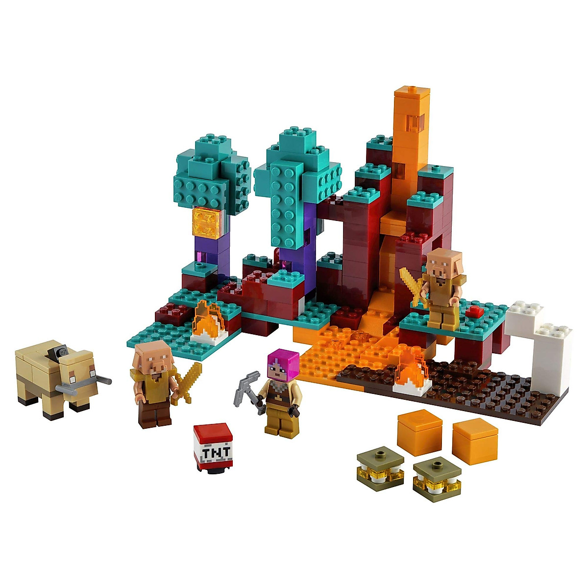 LEGO Minecraft The Warped Forest 21168 Hands-on Minecraft Nether Creative Playset; Fun Warped Forest Building Toy Featuring Huntress, Piglin and Hoglin (287 Pieces)