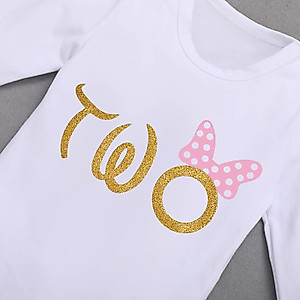 IBTOM CASTLE 2nd Birthday Outfit Girl Cake Smash Two Wild Sweet Bodysuit Romper +Sequin Polka Dots Tulle Tutu Dress+Headband 2 Year Old Birthday Party Clothes Pink-two 2 Years