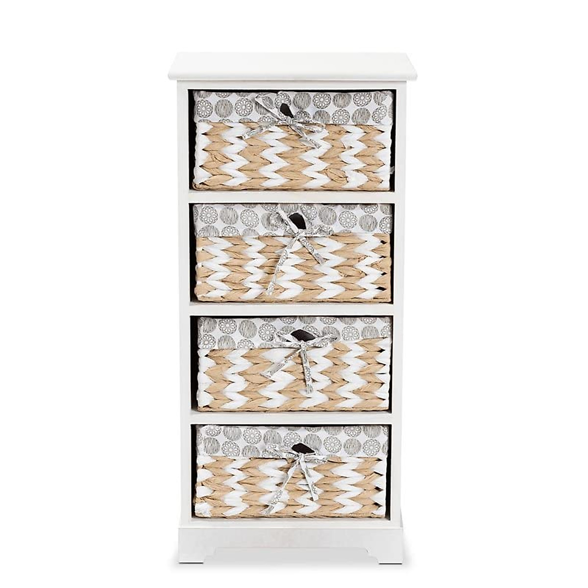 Baxton Studio Rianne Modern Transitional White Finished Wood 4-Basket Storage Unit