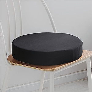 XIOU Thickened Bay Window Seat Pads, Soft Square/Round Chair Seat Cushion, Tatami Floor Linen Cushion, for Living Room, Dinning Room Chair (Round, Black,17.7x1.9in)