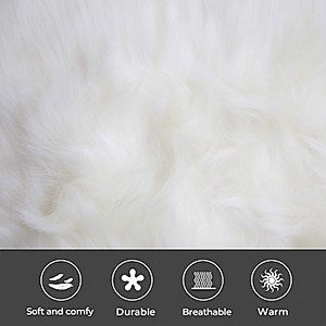 HYSEAS Set of 2 Decorative Faux Fur Throw Pillow Covers, White Fluffy Soft Fuzzy Square Cushion Cover Pillow Case for Sofa, Couch, Chair, Bed, Cafe, 18 x 18 Inches