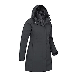 Mountain Warehouse Alaskan Womens Long 3 in 1 Jacket Jet Black Womens Size 8 US