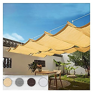 exproyzk Pergola Shade Cover Awning - Retractable Waterproof for Patio Deck - Slide on Wire Wave Shade Sail (Color : Sand, Size : 1.5x4m)