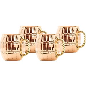 16-Ounce Solid Copper Barrel Mule Mug, Set of 4