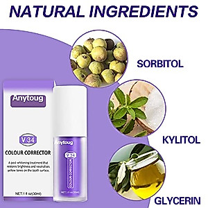 Whitening Toothpaste,Purple Toothpaste for Teeth Whitening,Colour Corrector Toothpaste,Toothpaste Whitening,V34 Toothpaste,Remove Stains,Improves Teeth Brightness and Reduce Yellowing