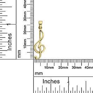 PORI JEWELERS 14K Yellow Gold Cute Musical Note Clef Polished Pendant Fine Jewelry Best Gift For Women Girls Boys Kids Teens Unisex Everyday