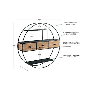 Linon Nerissa Round Wall Dcor with Three Drawers