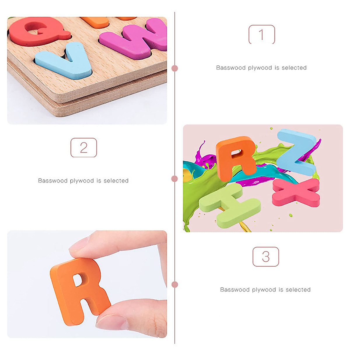 Wooden Puzzles for Toddlers, 3pack Alphabet Shape Puzzles for Kids 3 Wooden Montessori Toddler Wooden Alphabet Number Shape for Kids 3 Years Old Boys & Girls