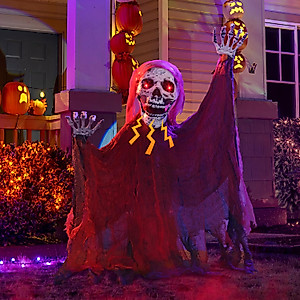Halloween Decoration Zombie with Light-up Skeleton Eyes and Sound Prop for Halloween Outdoor, Lawn, Yard, Patio Decor, Haunted House Decoration