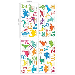 DECOWALL DW-1803 A-Z Dinosaur Alphabet Kids Wall Stickers Wall Decals Peel and Stick Removable Wall Stickers for Kids Nursery Bedroom Living Room d?cor ABC