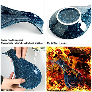 Bosilunlife Kitchen Spoon Rest - Cooking Spoon Holder for Stove Top White Coffee Spoon Rest Ceramic Spoon Holder for Kitchen Counter, Kitchen Decor for Counter, Coffee Bar Accessories (Nave Blue)