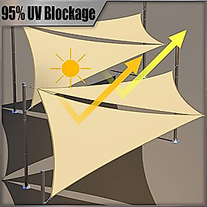 Amgo 12' x 12' x 12' Beige Triangle Waterproof Sun Shade Sail Canopy Awning Shelter, 95% UV Blockage Water Resistant AMTADT12, Outdoor Patio Garden Carport (We Customize)