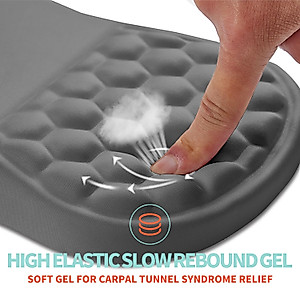 KUOSGM Ergonomic Mouse Pad Wrist Support with Memory Foam Massage Bulge, Carpal Tunnel Pain Relief Mousepad Wrist Rest for Mouse(12x8 inch, Grey)