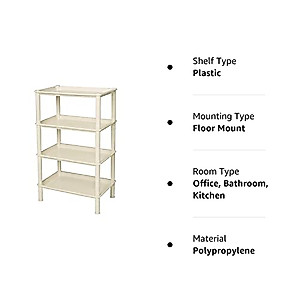 Ranmok 4-Tier Plastic Storage Rack for Kitchen,Laundry Room,Bathroom Rectangle Khaki