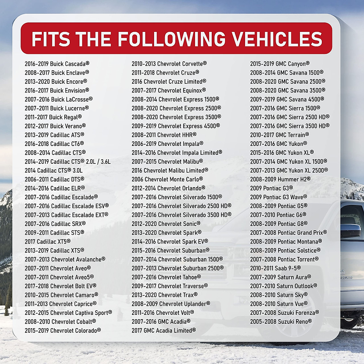 Replacement TPMS Sensor Set of 4 - Compatible with Buick, Cadillac, Chevrolet, GMC, Hummer, Pontiac, Saab, Saturn - Replaces 13598772, 974-009, 13598771-315mhz - Tire Pressure Monitoring System